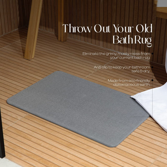 Diatomaceous Earth Stone Bath Mat - Uncarved Graphite Grey – MONDANO™